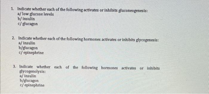Solved 1. Indicate whether each of the following activates | Chegg.com