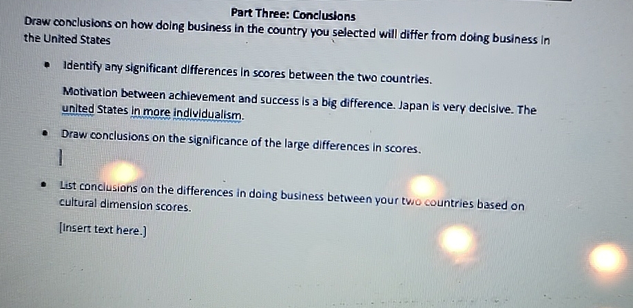 Solved Part Three: ConclusionsDraw conclusions on how doing | Chegg.com