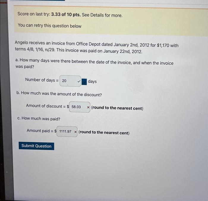 Solved Angelo receives an invoice from Office Depot dated | Chegg.com