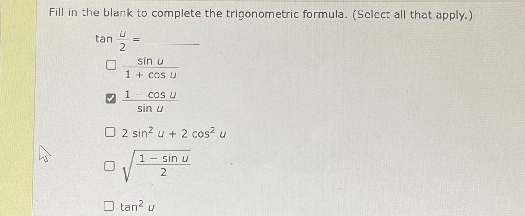 Solved Fill in the blank to complete the trigonometric | Chegg.com