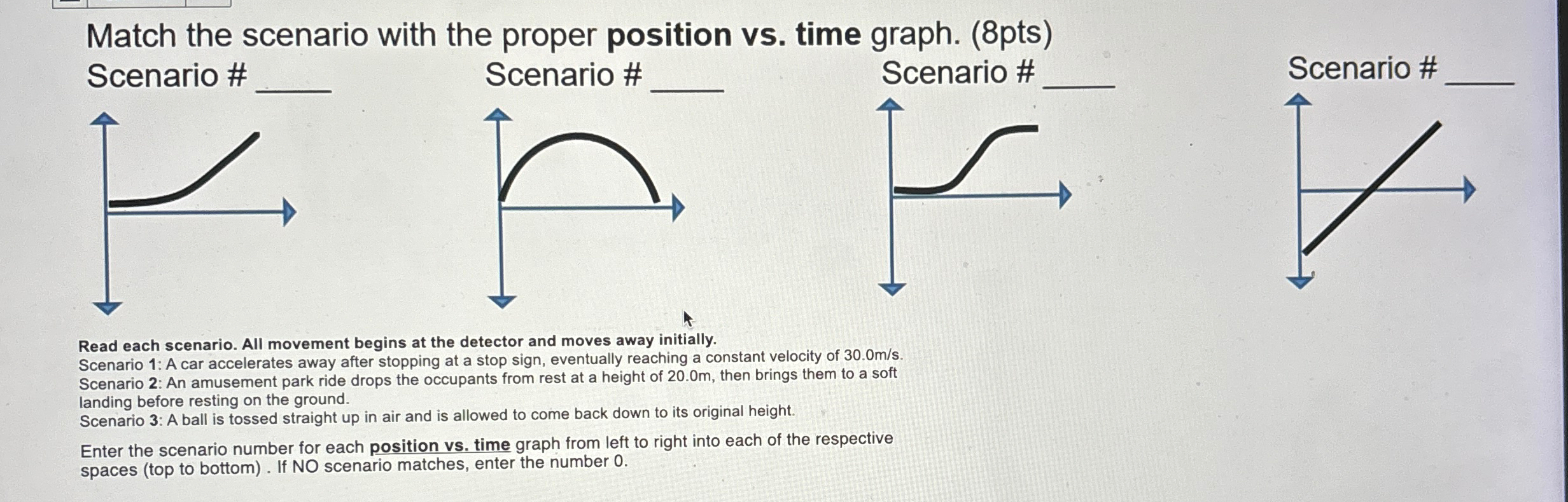 Solved Match the scenario with the proper position vs. ﻿time | Chegg.com