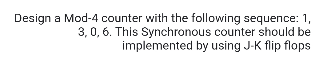 Solved Design a Mod-4 ﻿counter with the following sequence: | Chegg.com
