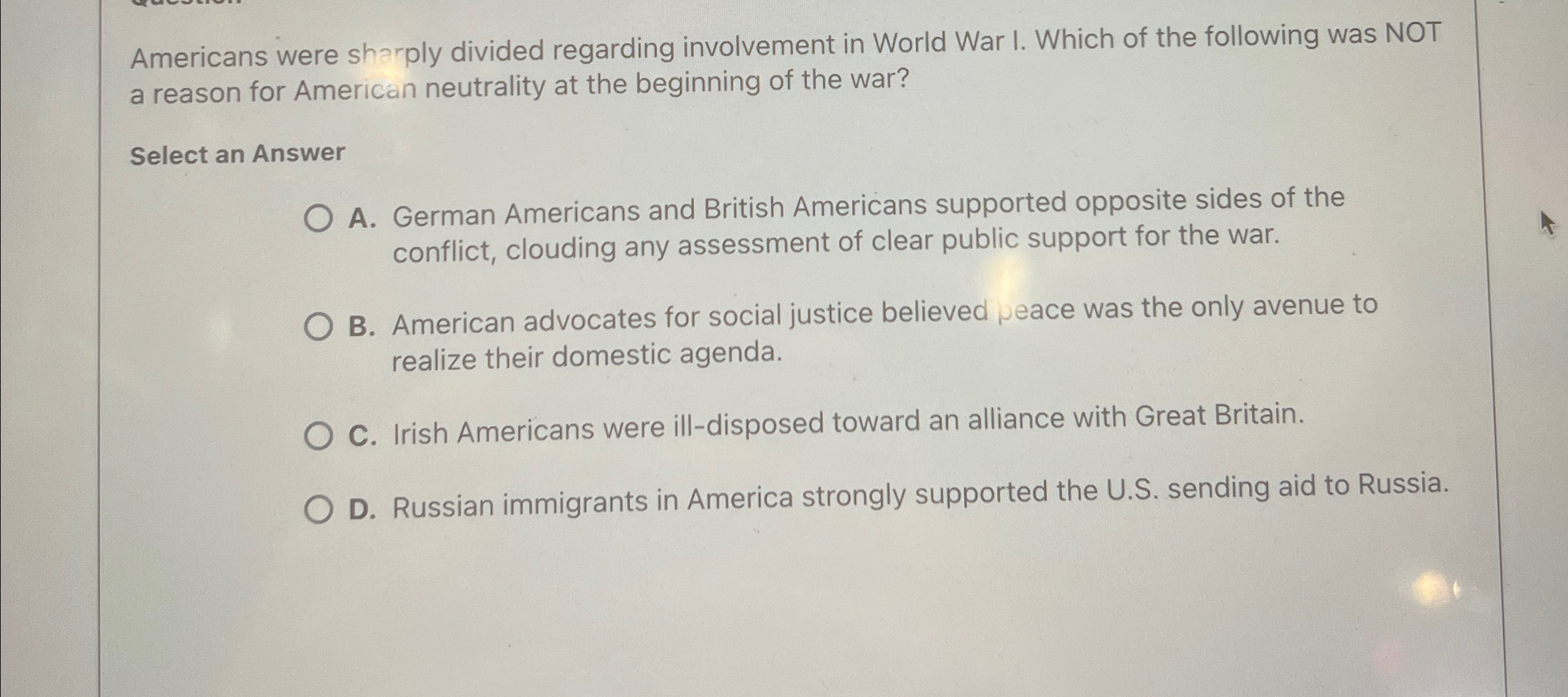 Solved Americans were sharply divided regarding involvement | Chegg.com