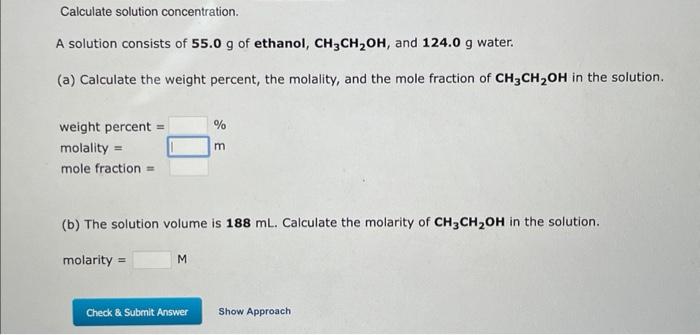 Solved Calculate solution concentration. A solution consists | Chegg.com