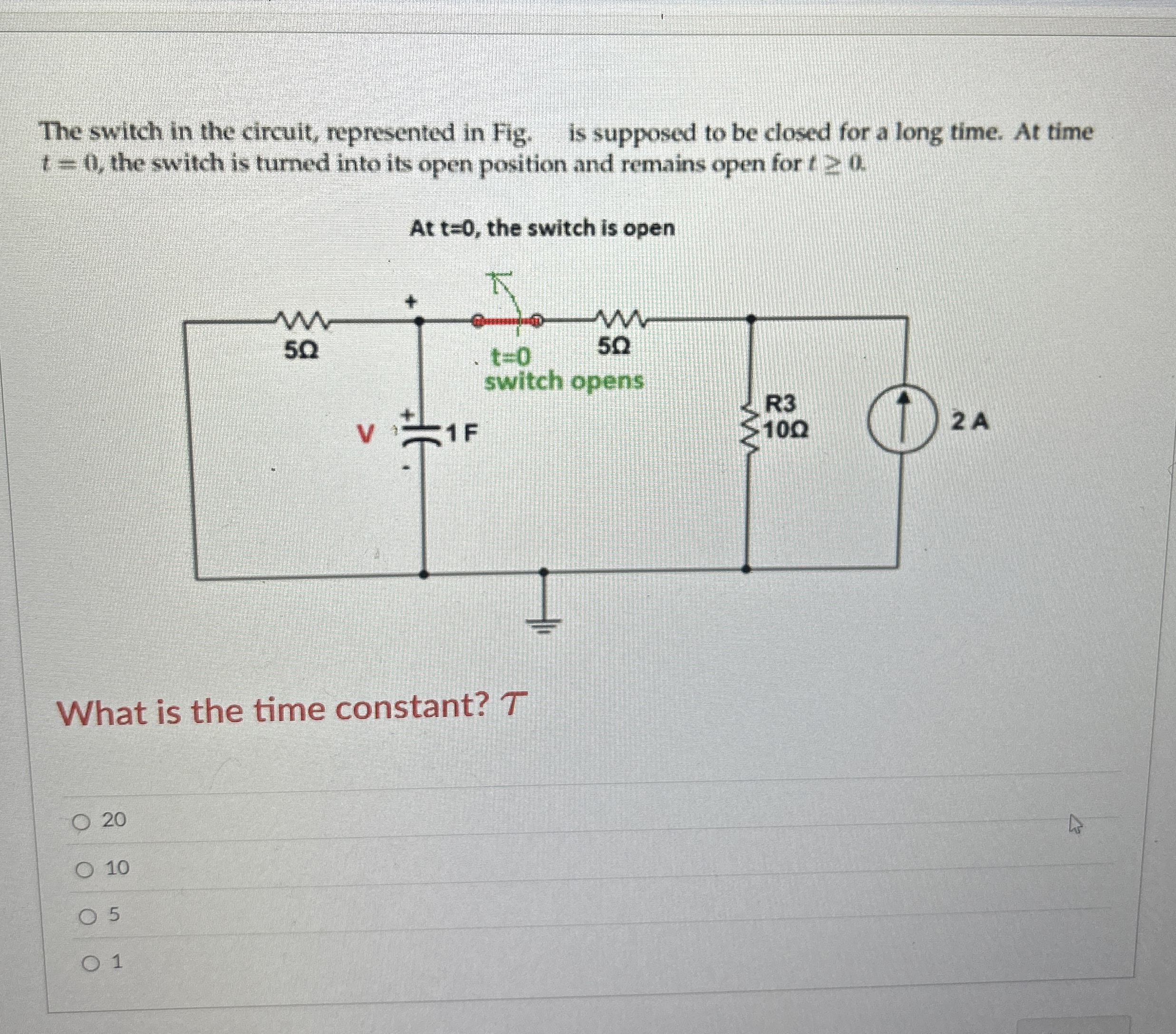 Solved The switch in the circuit, represented in Fig. is | Chegg.com