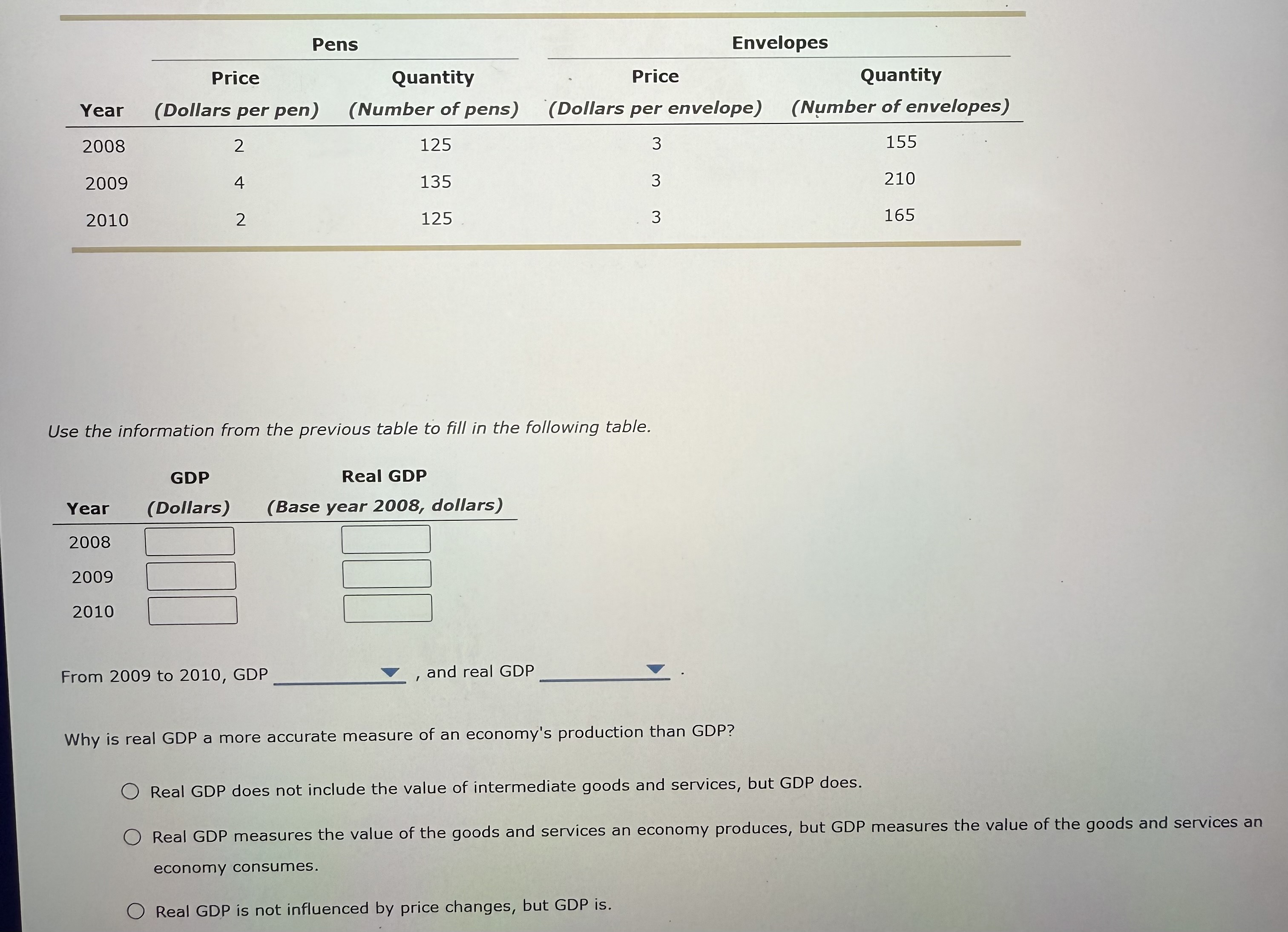 Use the information from the previous table to fill | Chegg.com