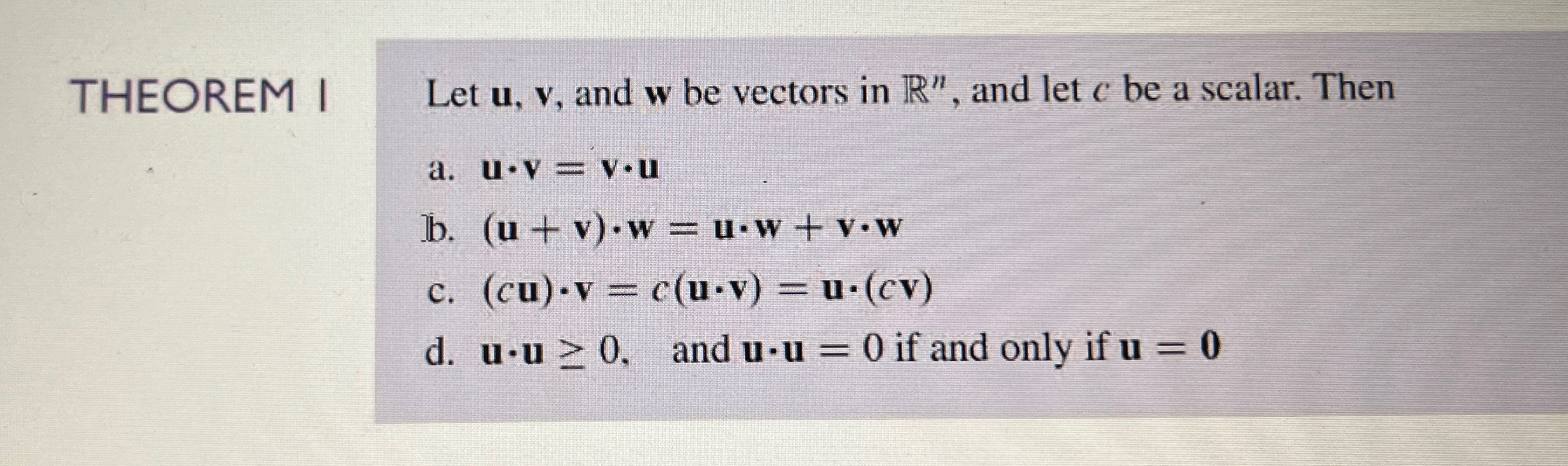 Solved THEOREM ।Let u,v, ﻿and w ﻿be vectors in Rn, ﻿and let | Chegg.com