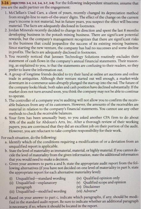 Solved 3-26 (OBJECTIVES 3-4, 3-5, 3-6, 3-7, 3-8) For the | Chegg.com