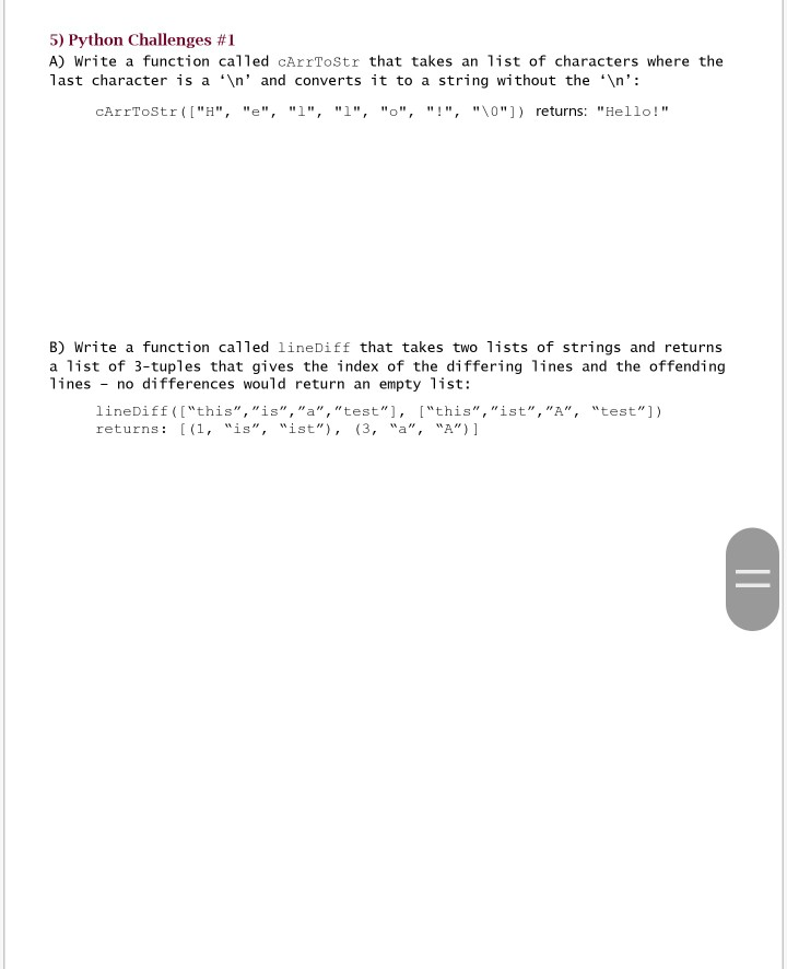 Solved 5 Python Challenges 1 A Write A Function Called 8273