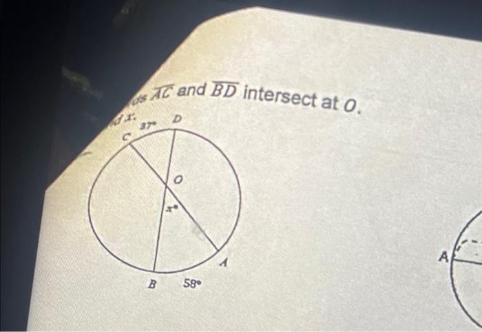Solved * AC and BD intersect at 0. D 3 А B 58° | Chegg.com