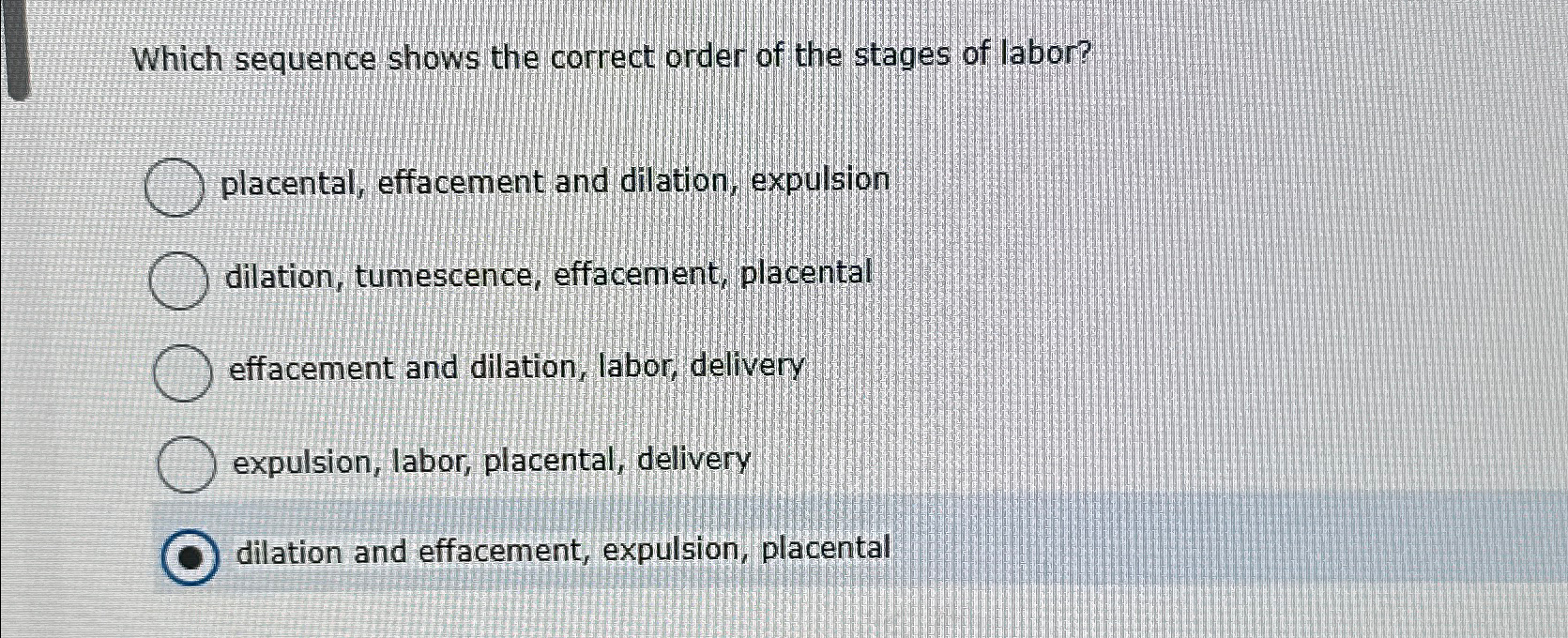 Solved Which sequence shows the correct order of the stages | Chegg.com