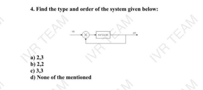 Solved 4. Find the type and order of the system given below: | Chegg.com