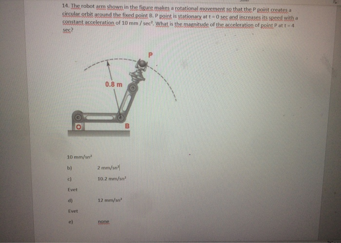 Solved 14. The robot arm shown in the figure makes a | Chegg.com