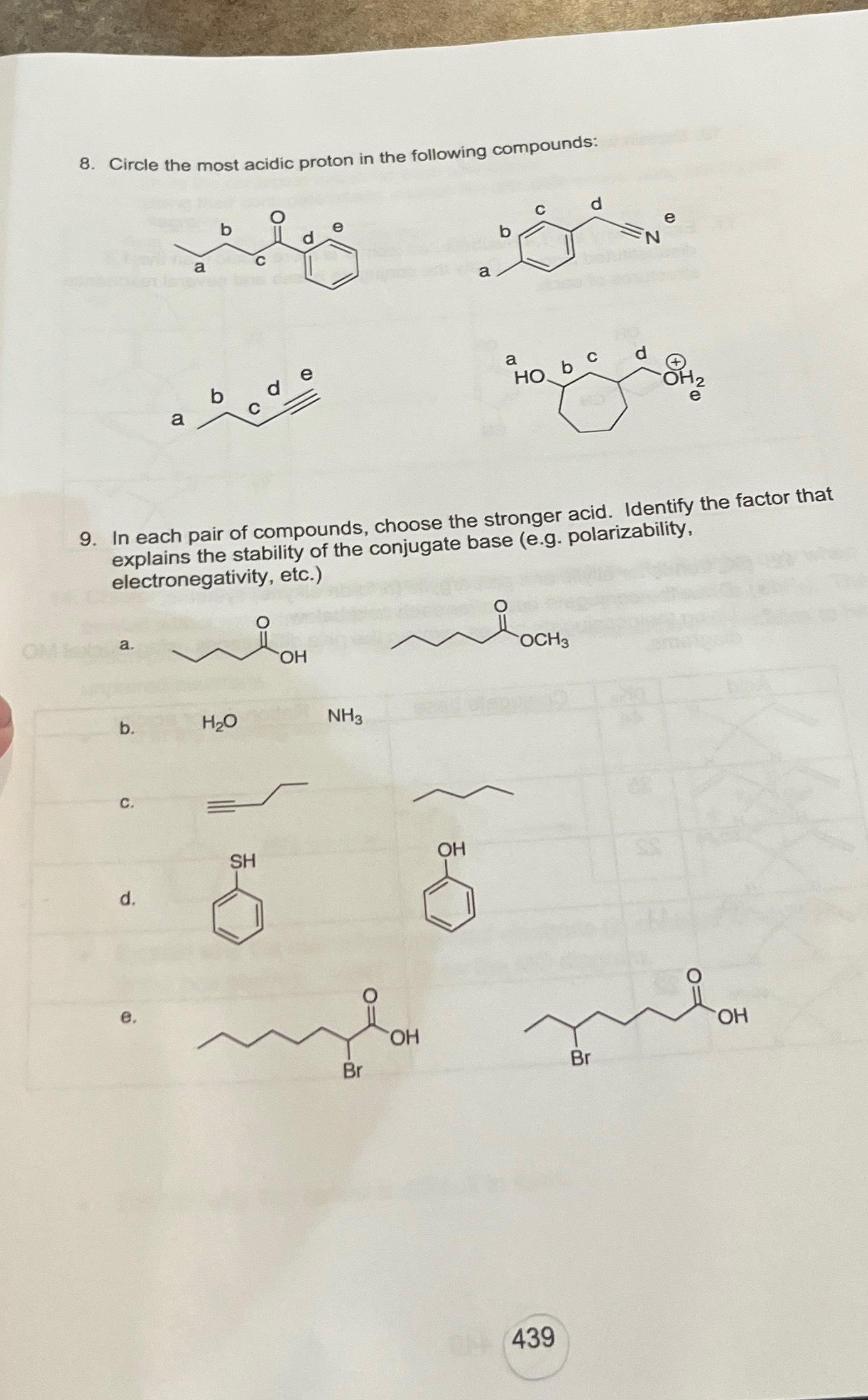 Solved Circle the most acidic proton in the following | Chegg.com