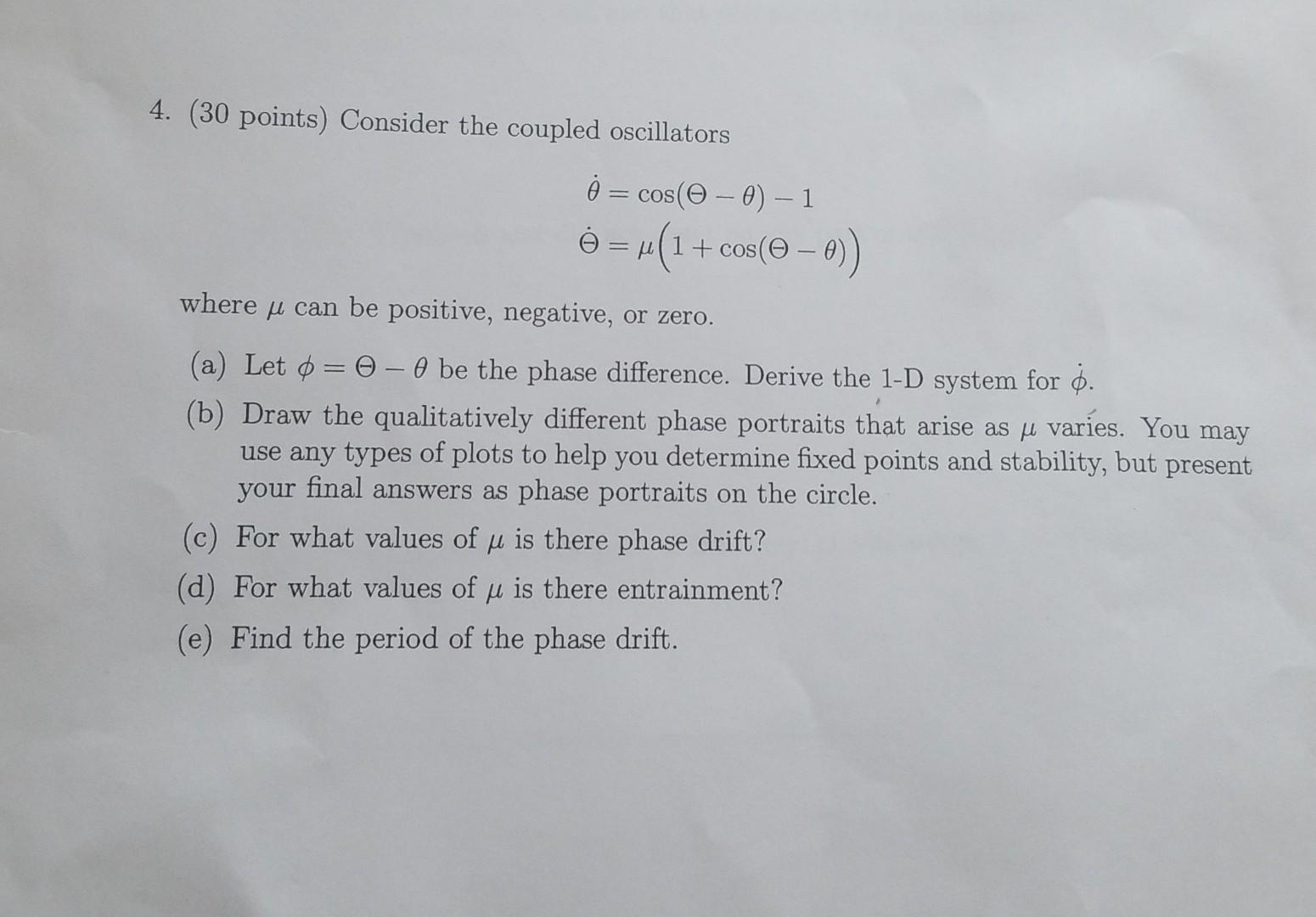 4. (30 points) Consider the coupled oscillators | Chegg.com