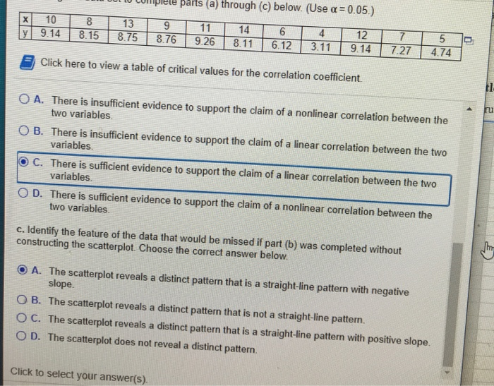 Solved Use the given data set to complete parts (a) through | Chegg.com