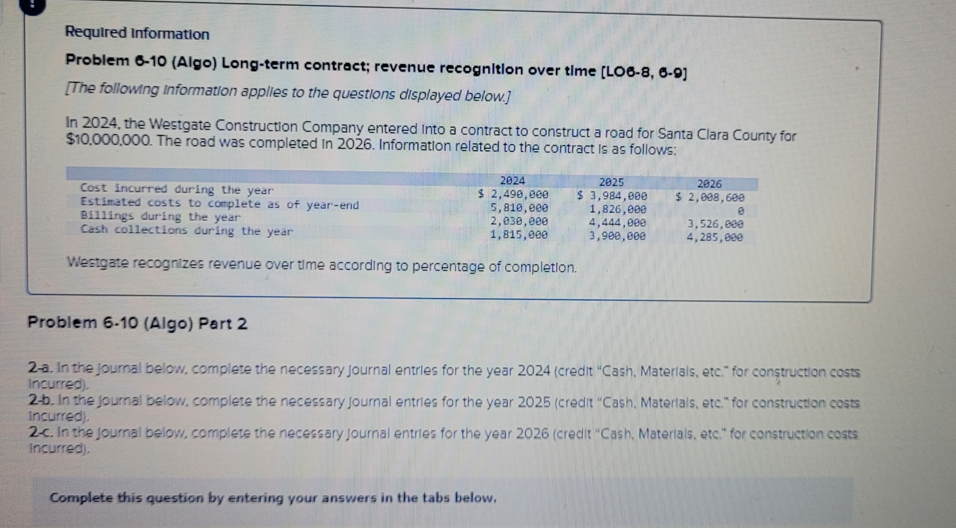 Solved Required informationProblem 6-10 (Algo) ﻿Long-term | Chegg.com