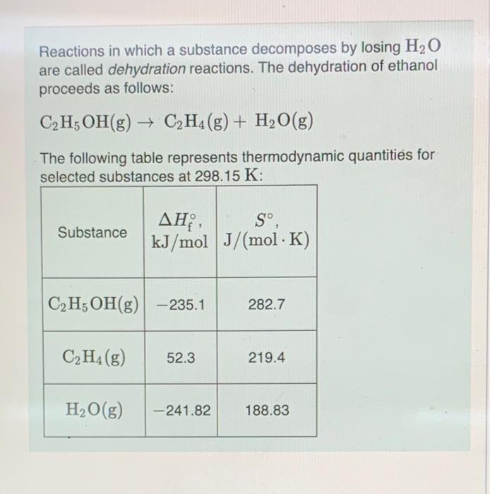 Solved Reactions in which a substance decomposes by losing | Chegg.com