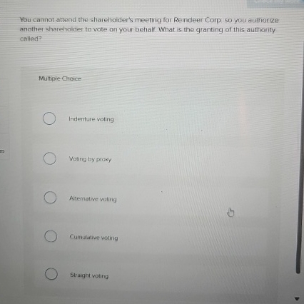 Solved You cannot attend the sharehoider's meeting for | Chegg.com