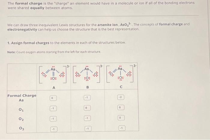Solved The formal charge is the "charge" an element would | Chegg.com