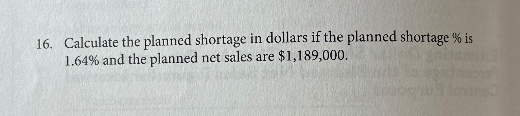 Solved Calculate the planned shortage in dollars if the | Chegg.com