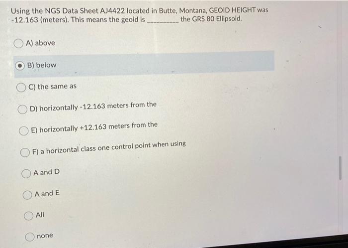 Solved Using the NGS Data Sheet AJ4422 located in Butte, | Chegg.com