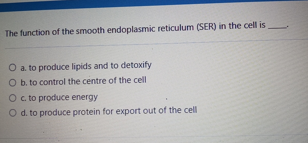 Solved The function of the smooth endoplasmic reticulum | Chegg.com