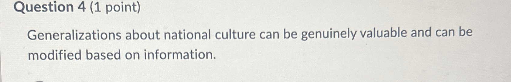 Solved Generalizations about national culture can be | Chegg.com