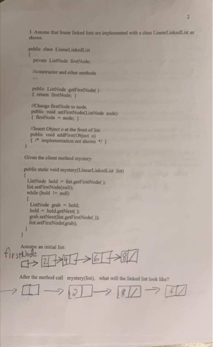 Solved 3. Anume that linear linked lists are implemented | Chegg.com