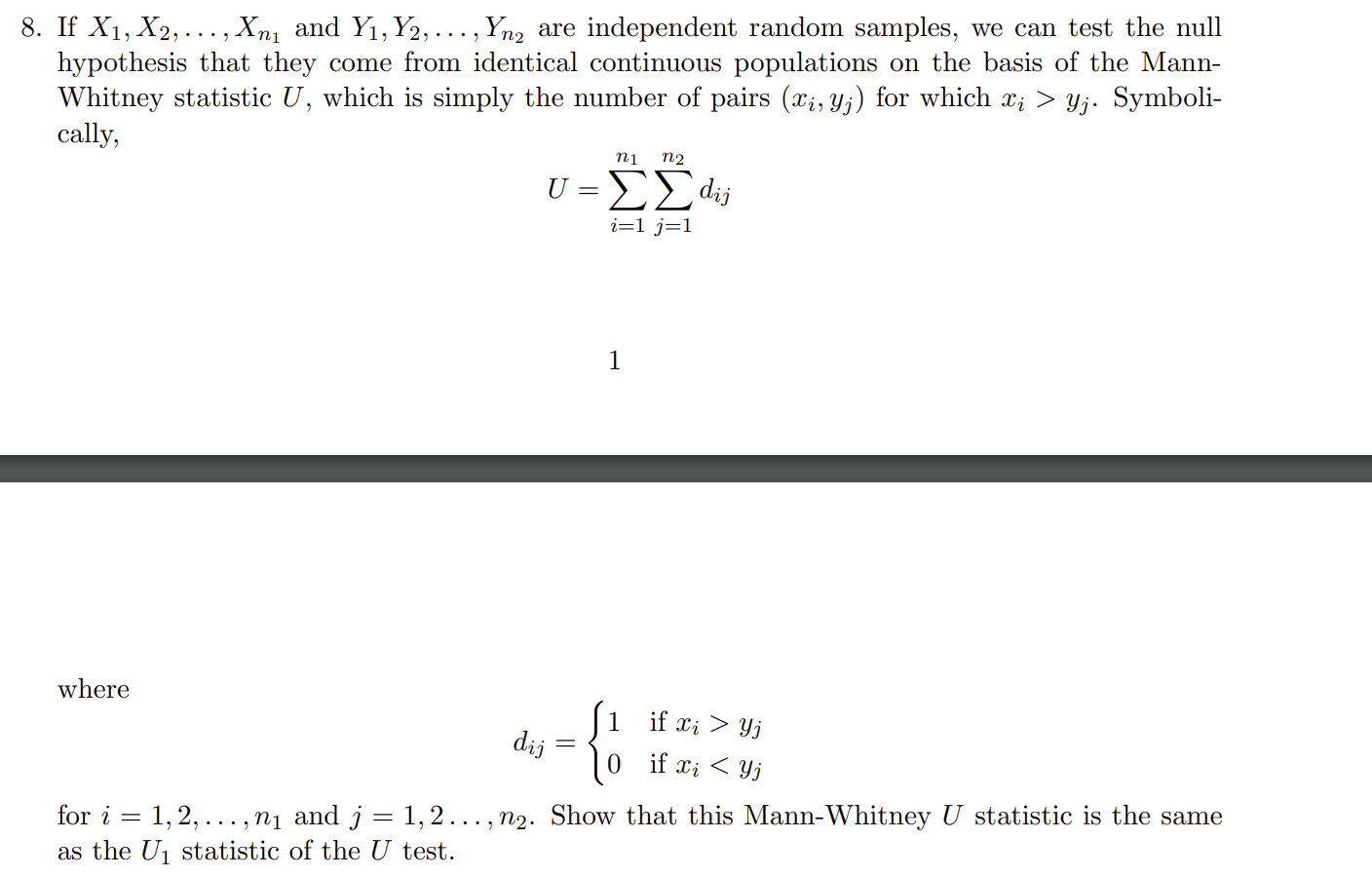 Solved If x1,x2,dots,xn1 ﻿and Y1,Y2,dots,Yn2 ﻿are | Chegg.com