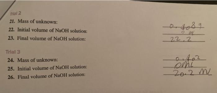 Solved PREPARATION OF A 0.25M NaOH SOLUTION 1. Volume of | Chegg.com