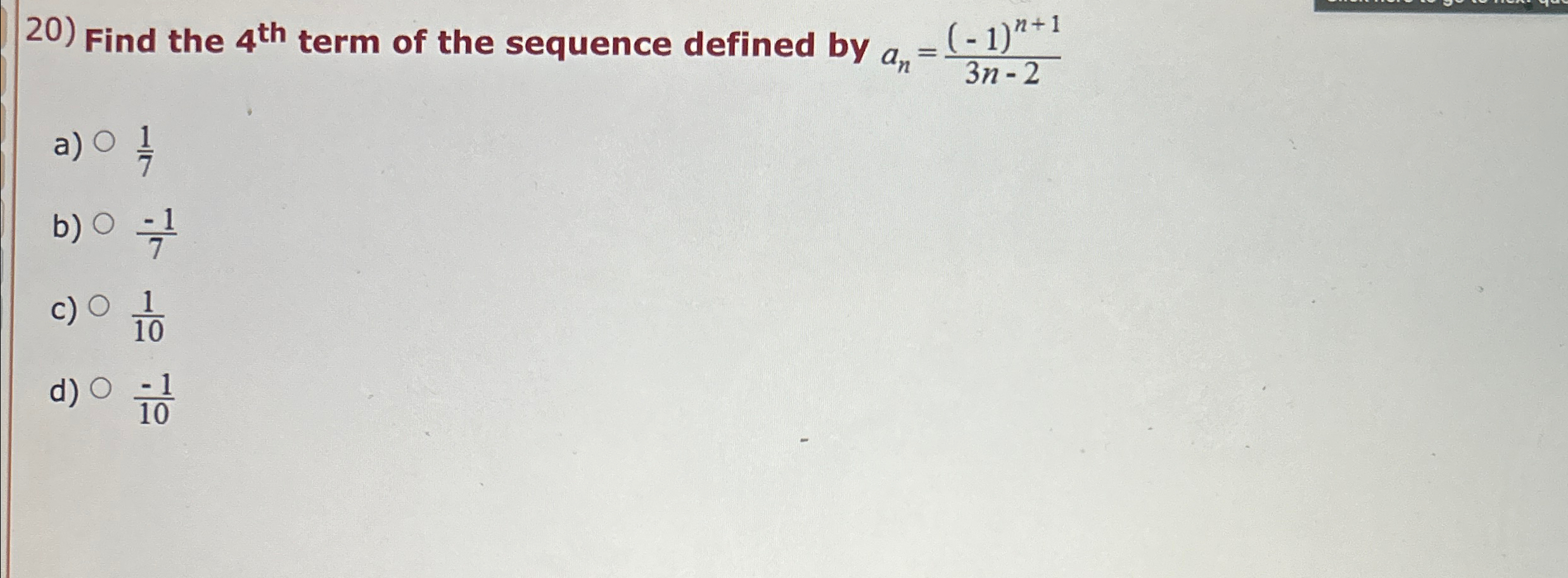 Solved Find the 4th ﻿term of the sequence defined by | Chegg.com
