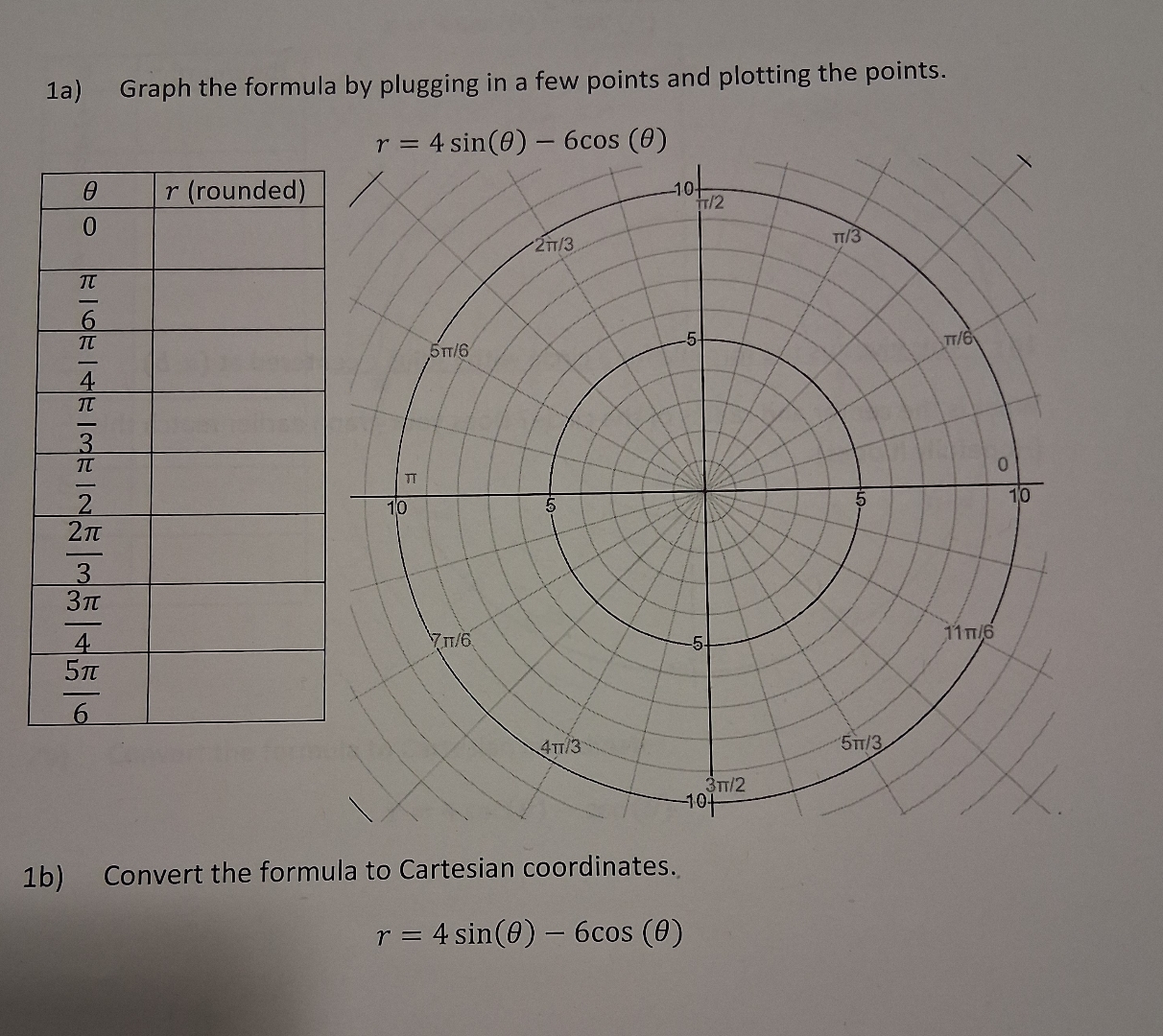 1a) ﻿Graph the formula by plugging in a few points | Chegg.com