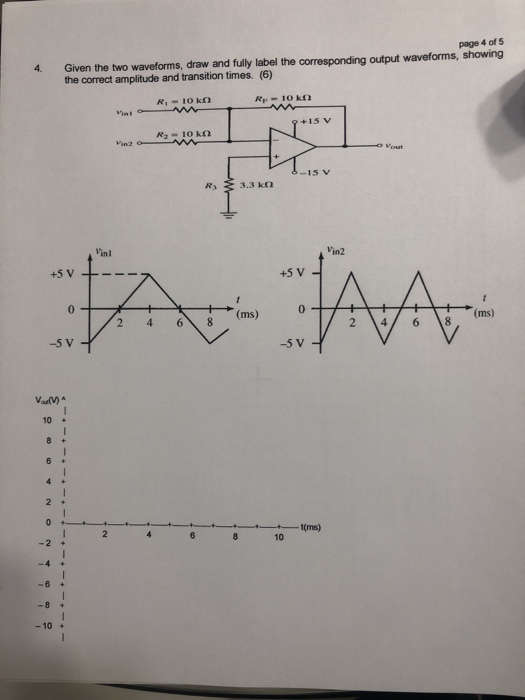 Solved 4. page 4 of 5 Given the two waveforms, draw and | Chegg.com