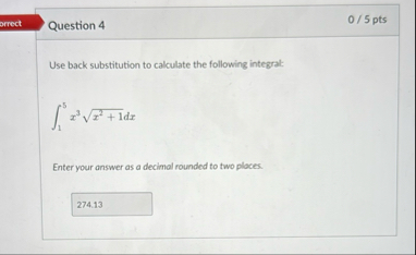 Solved prectQuestion 405 ﻿ptsUse back substitution to | Chegg.com