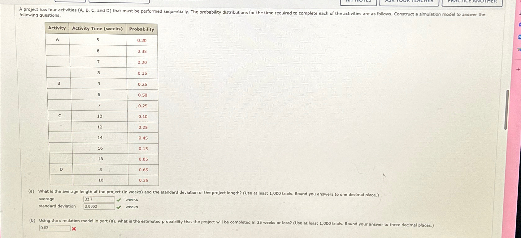 Solved following questions.\table[[Activity,Activity Time | Chegg.com