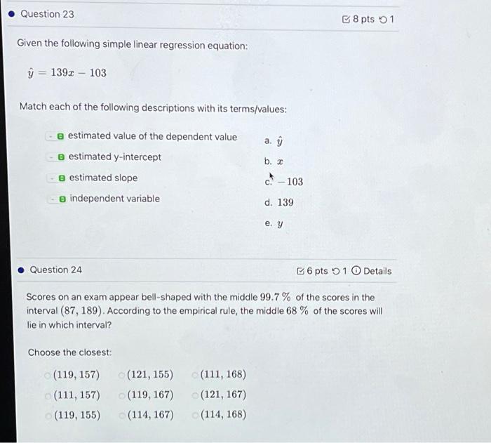 Solved Given the following simple linear regression | Chegg.com