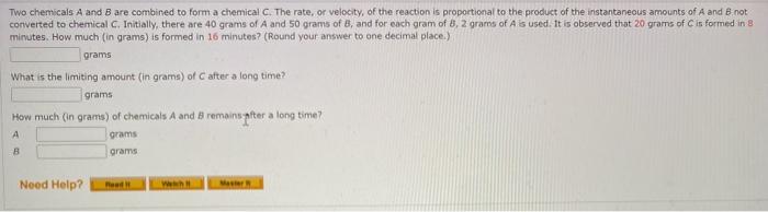Solved Two chemicals A and B are combined to form a chemical | Chegg.com