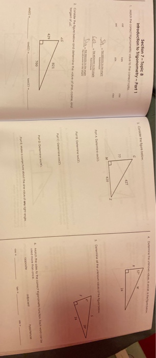 Solved Section 7 - Topics Introduction to Trigonometry - | Chegg.com