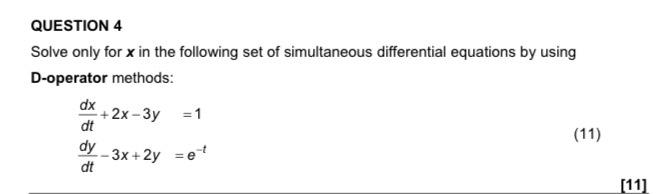 Solved QUESTION 4 Solve only for x in the following set of | Chegg.com