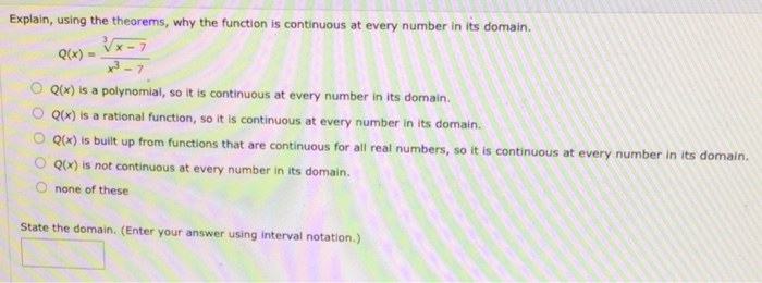 Solved Explain, using the theorems, why the function is | Chegg.com
