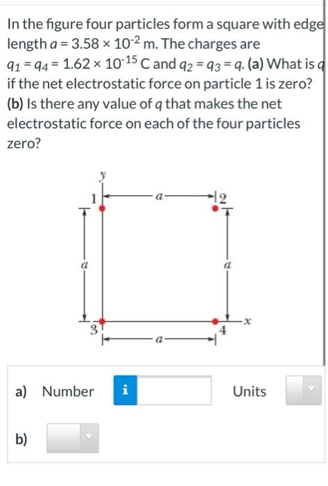 Solved In the figure four particles form a square with edge | Chegg.com