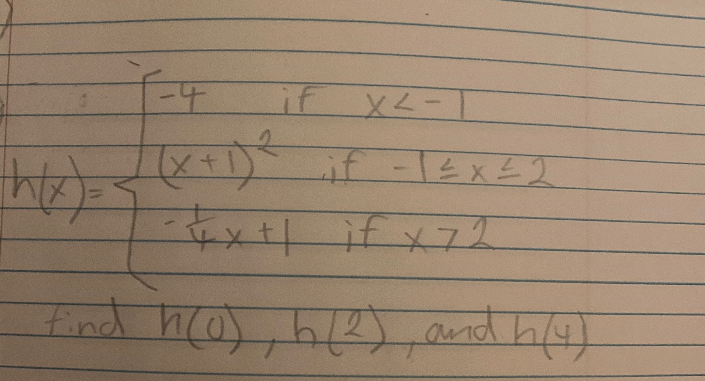 Solved h(x)={-4 if x 2Find | Chegg.com