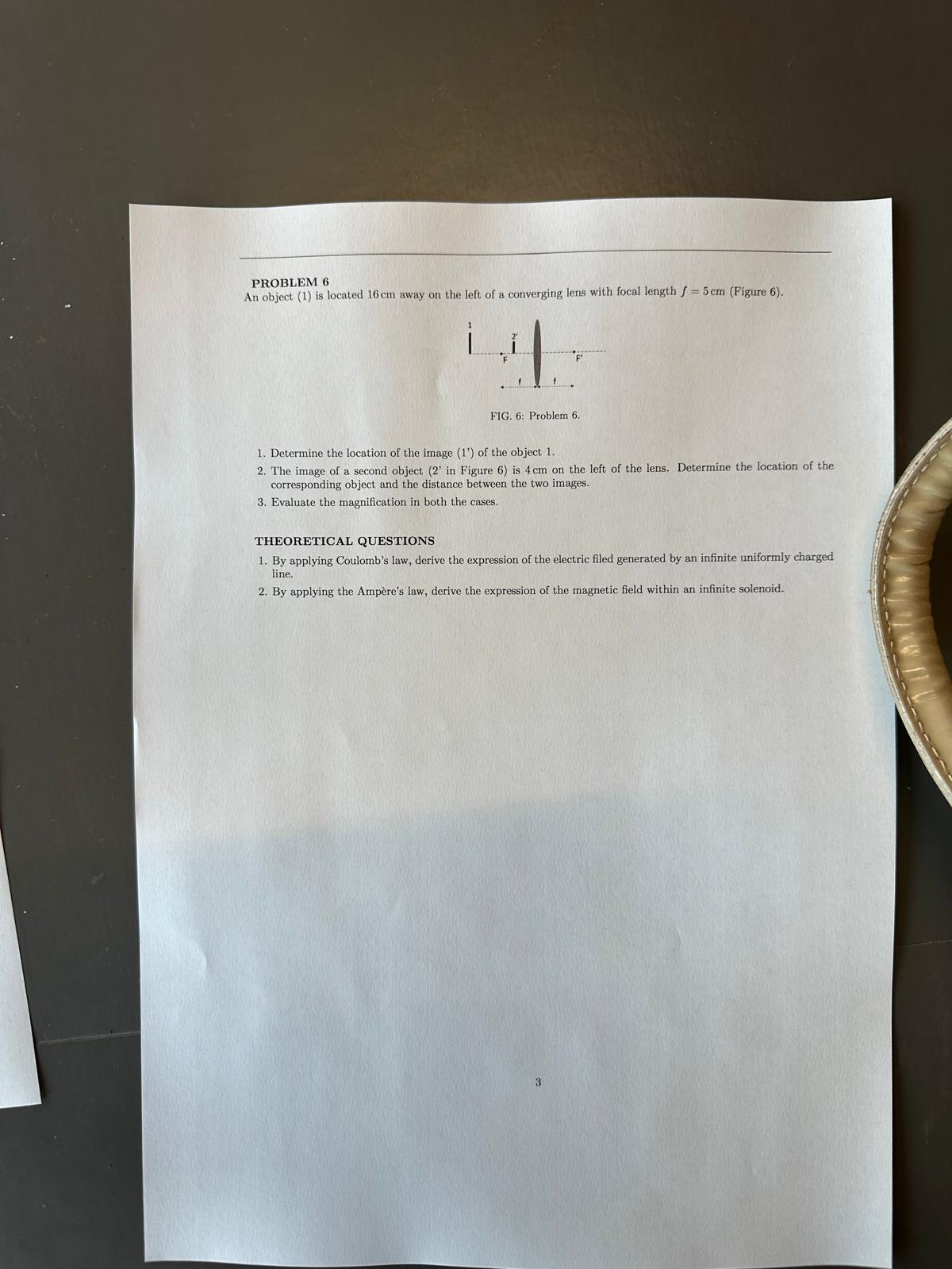 Solved PROBLEM 6An object (1) ﻿is located 16cm ﻿away on the | Chegg.com