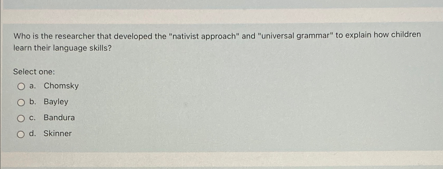 Solved Who is the researcher that developed the "nativist | Chegg.com