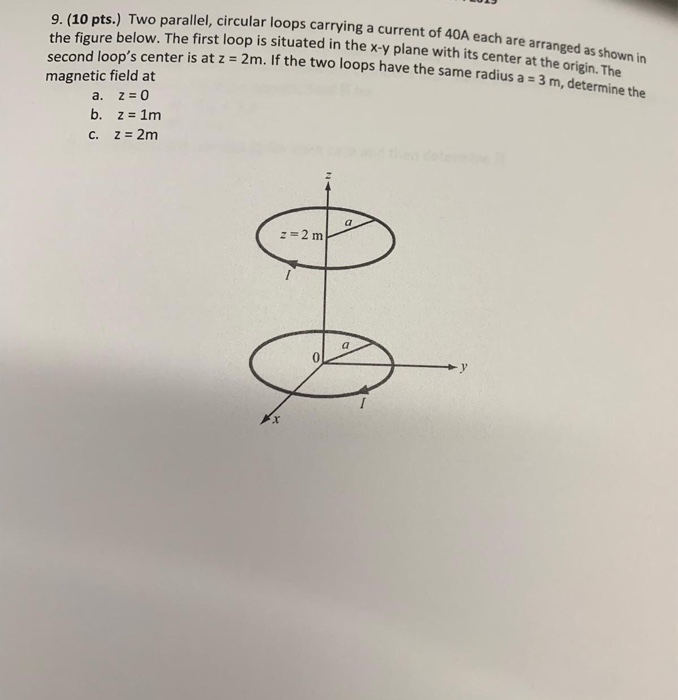 Solved 9.(10 pts.) Two parallel, circular loops carrying a | Chegg.com