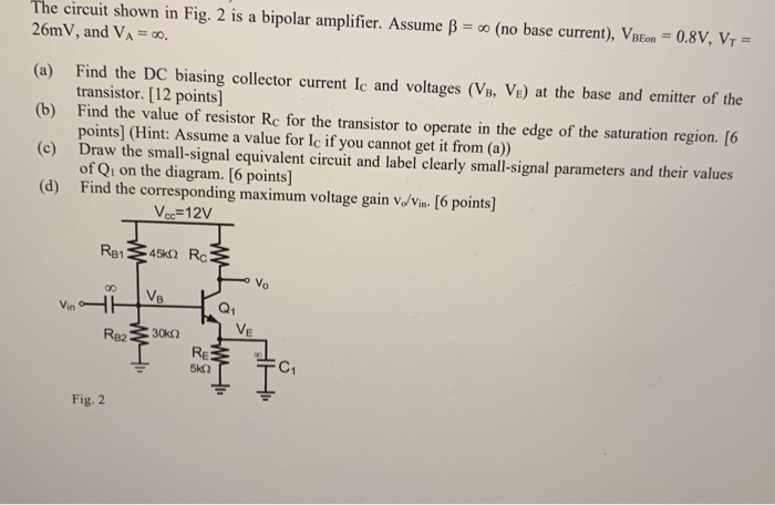 Solved The circuit shown in Fig. 2 is a bipolar amplifier. | Chegg.com
