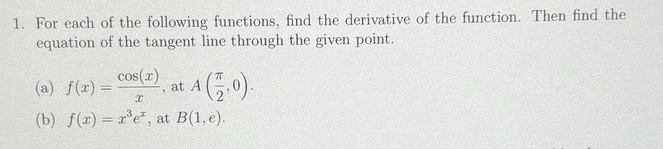 Solved For each of the following functions, find the | Chegg.com