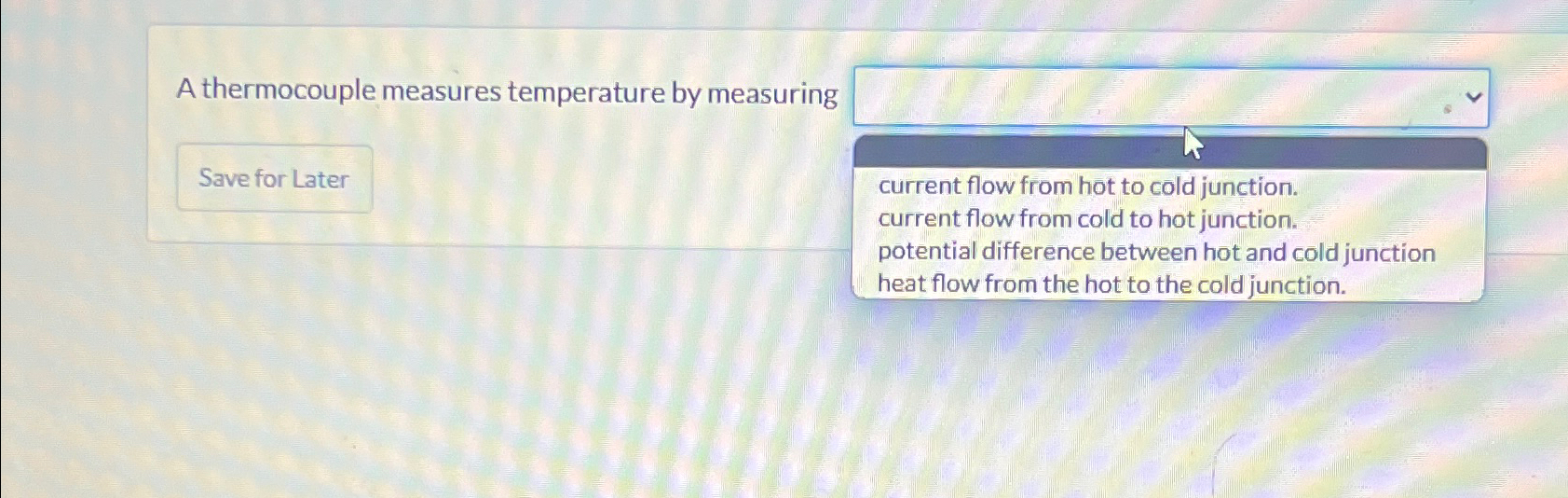 Solved A thermocouple measures temperature by measuring | Chegg.com