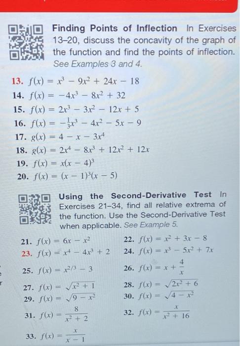Solved Finding Points of Inflection In Exercises 13-20, | Chegg.com